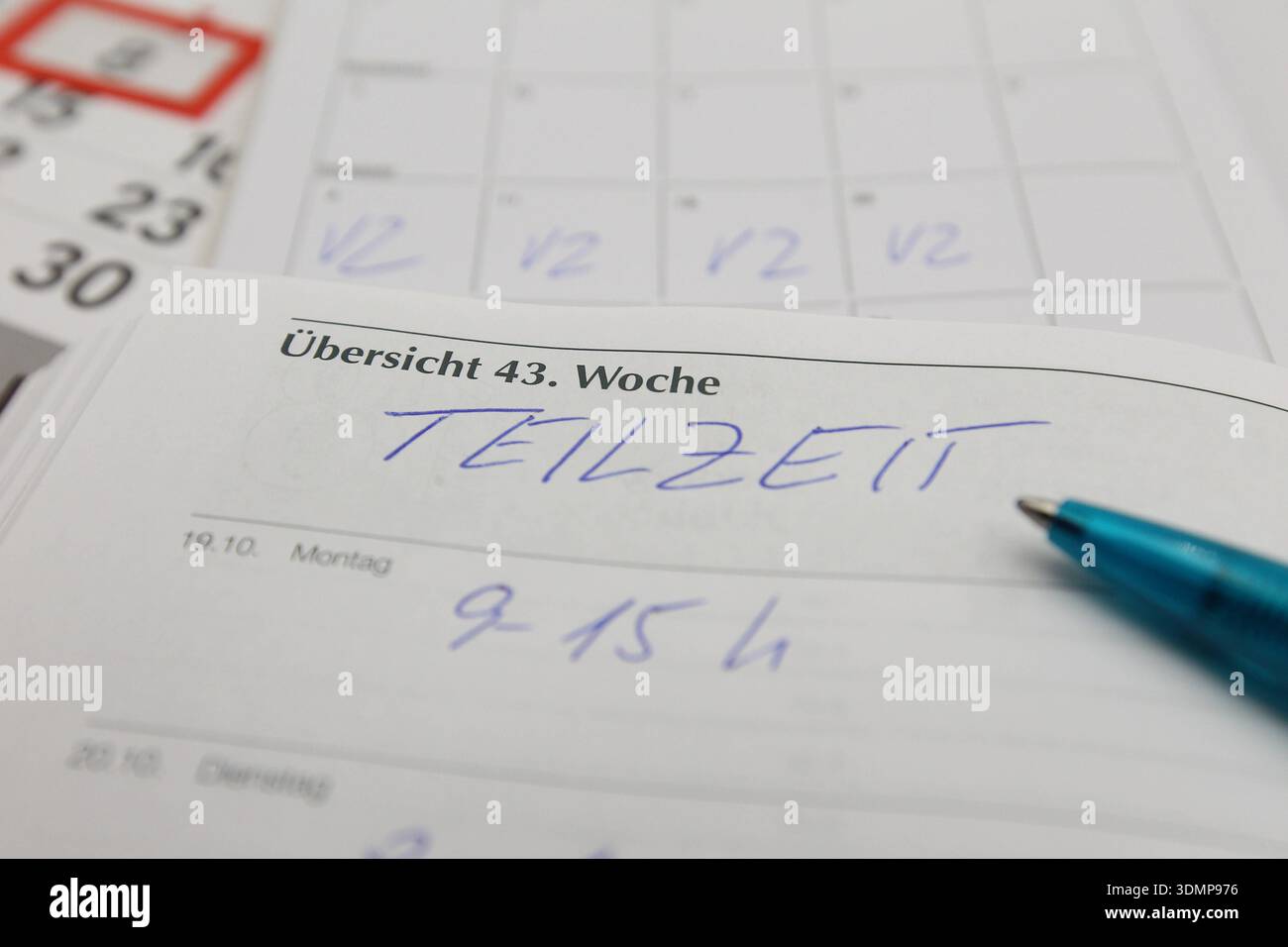 In einem Kalender wurde in einer Wochenübersicht der Eintrag Teilzeit ...