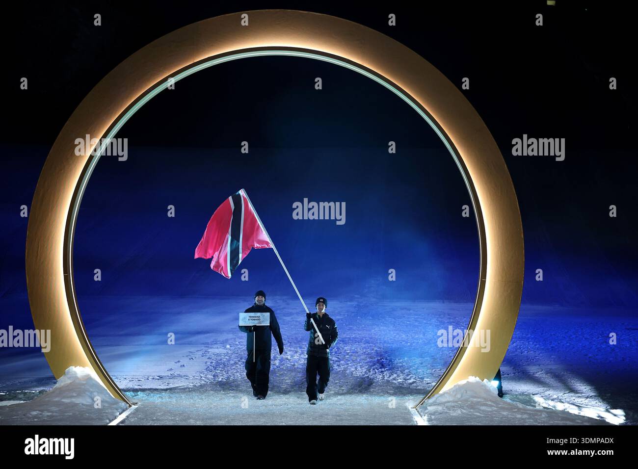 Flag bearer Nikhil Alleyne of Trinidad And Tobago enters, during the ...