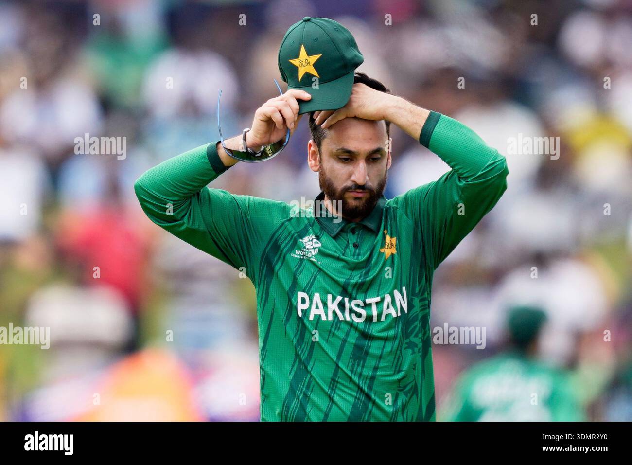 Pakistan's captain Salman Ali Agha reacts in the field during the T20 ...