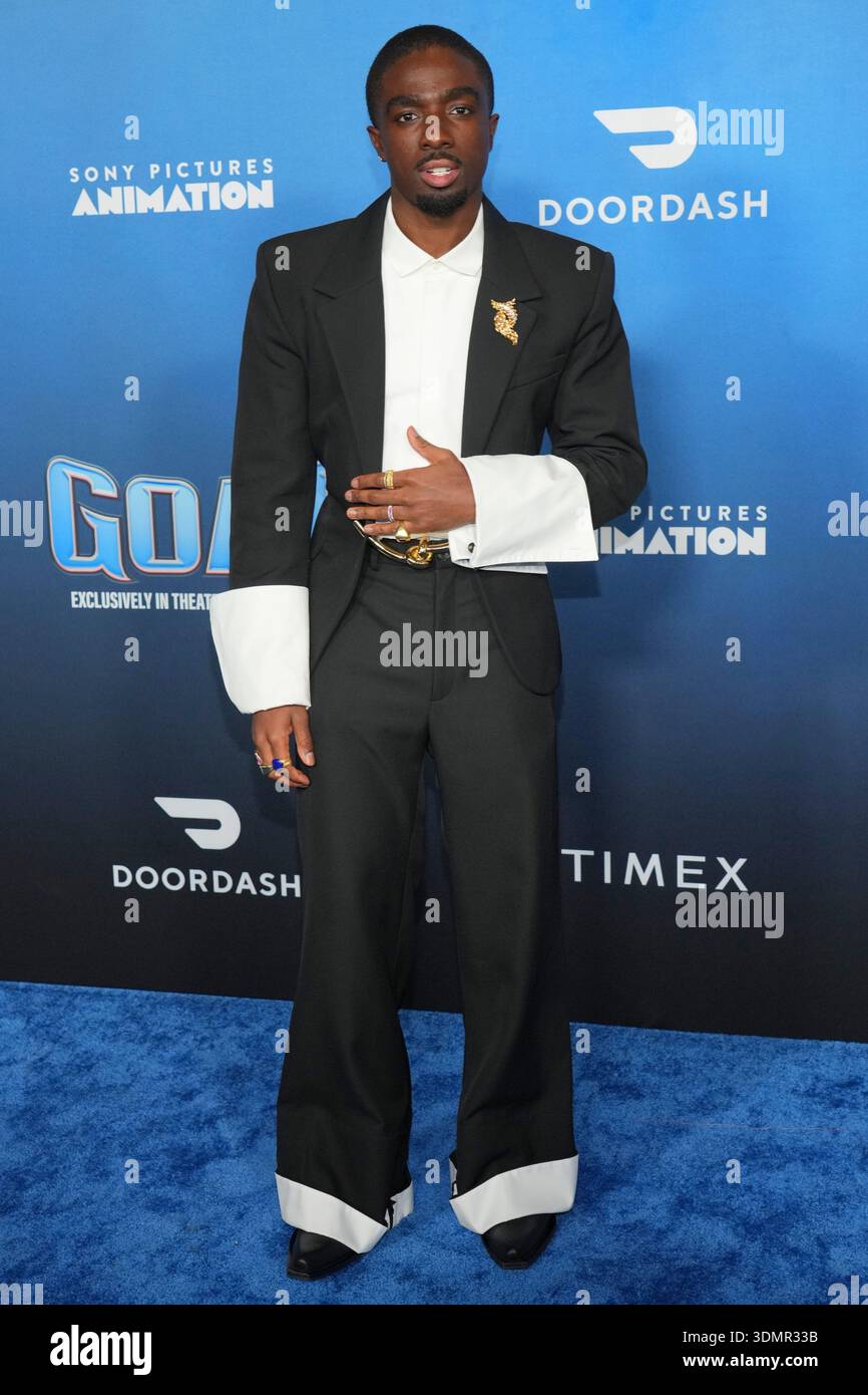 Caleb McLaughlin arrives at the premiere of "GOAT" on Friday, Feb. 6 ...