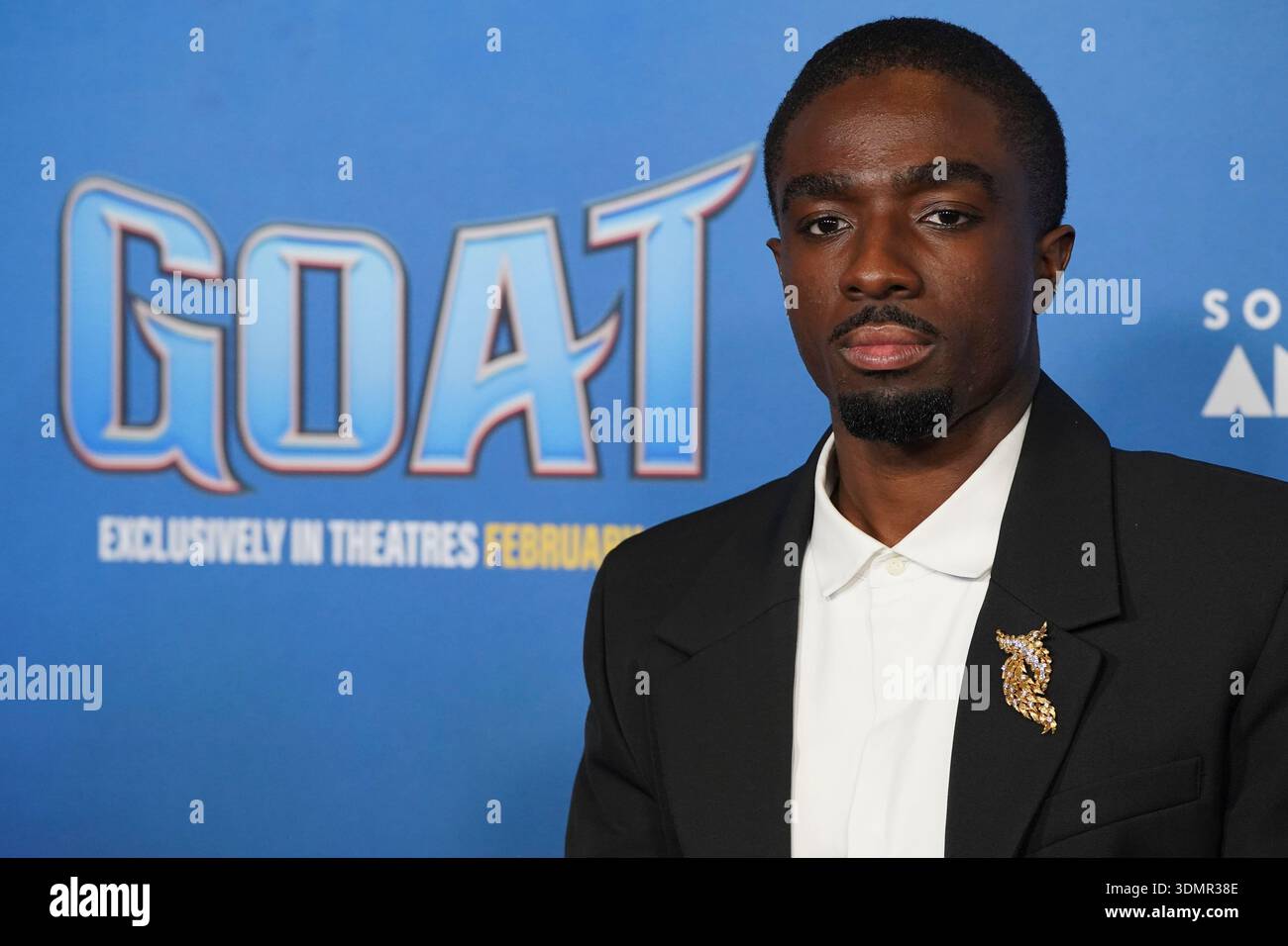 Caleb McLaughlin arrives at the premiere of "GOAT" on Friday, Feb. 6 ...