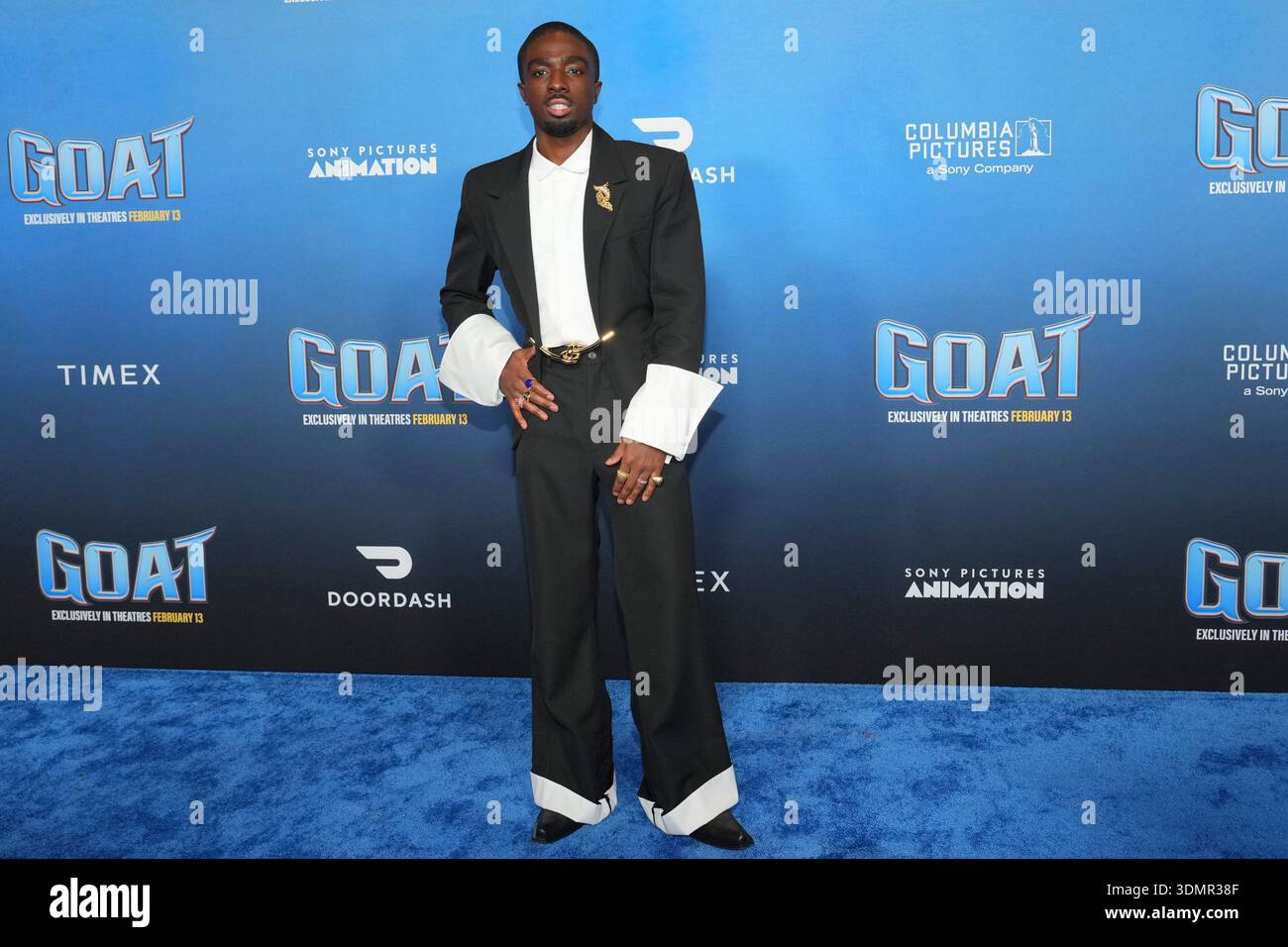 Caleb McLaughlin arrives at the premiere of "GOAT" on Friday, Feb. 6 ...