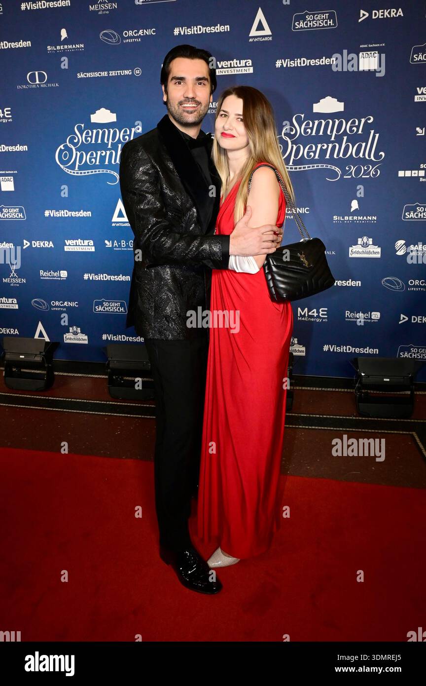 Jonathan Tetelman with wife Andreea at the 18th SemperOpernball 2026 at ...