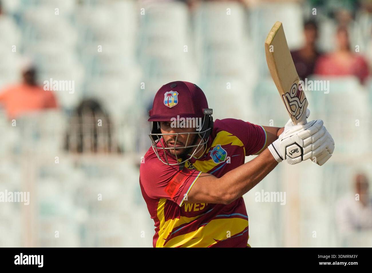 West Indies' Brandon King plays a shot during the T20 World Cup cricket ...