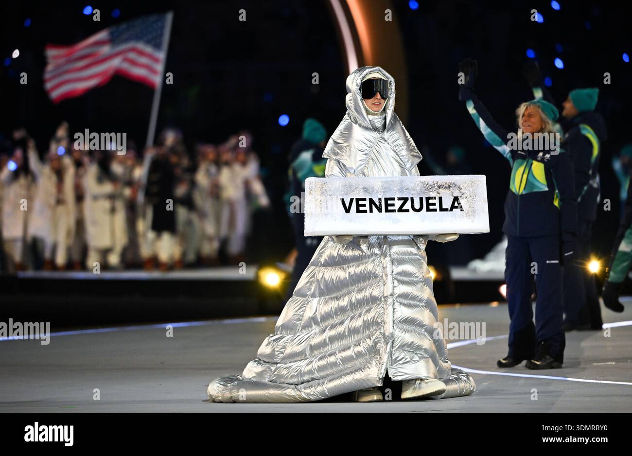 Venezuela and USA teams are led out during the Opening Ceremony for the ...