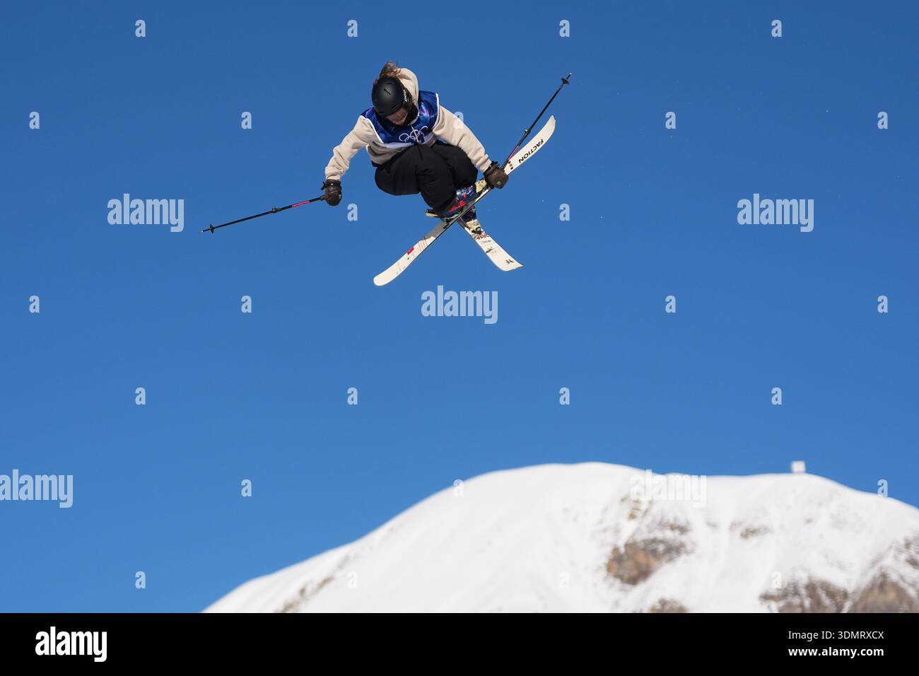Switzerland's Sarah Hoefflin competes during women's freestyle skiing ...