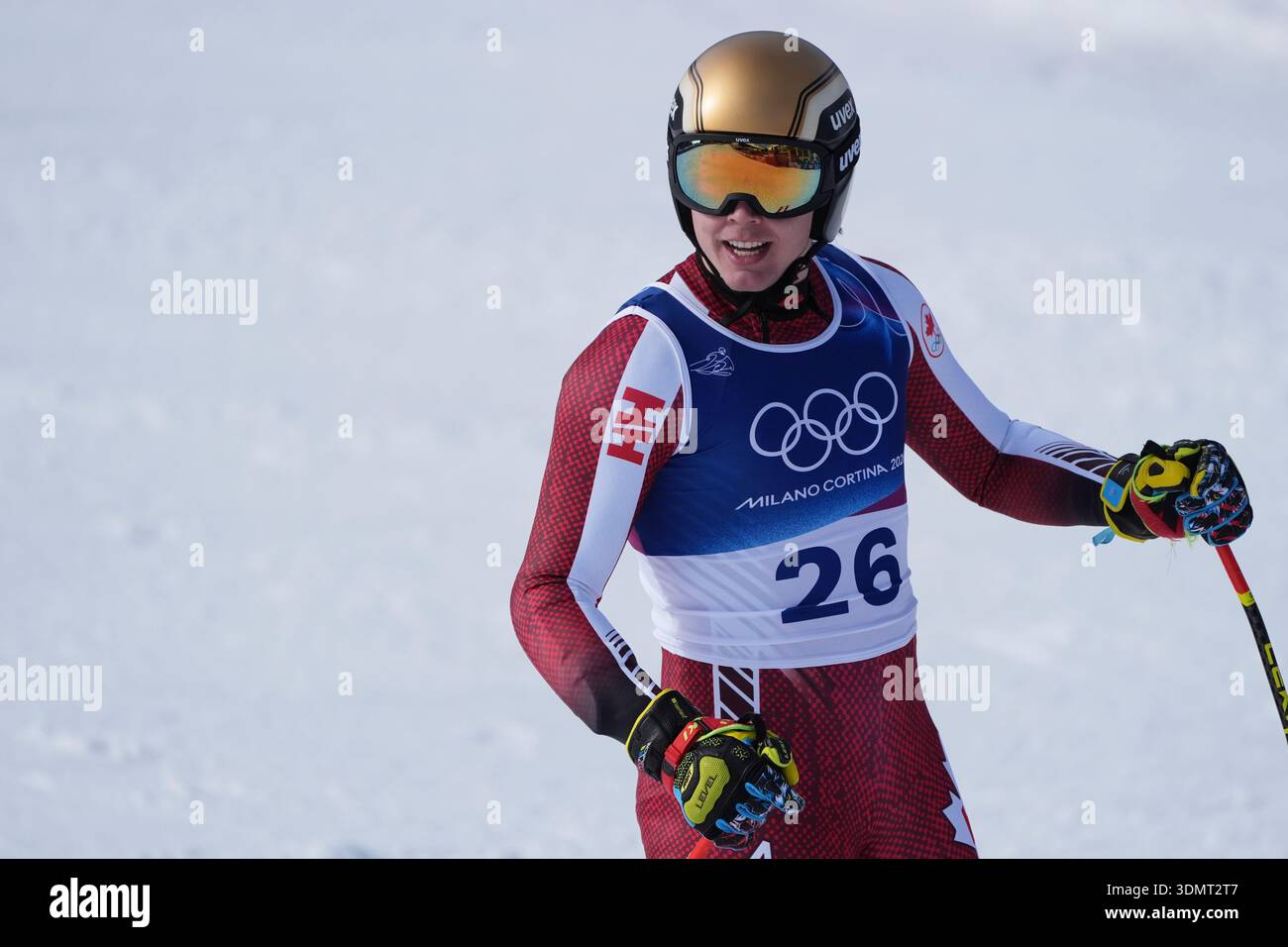 Canada's Jeffrey Read celebrates at the finish area of an alpine ski ...