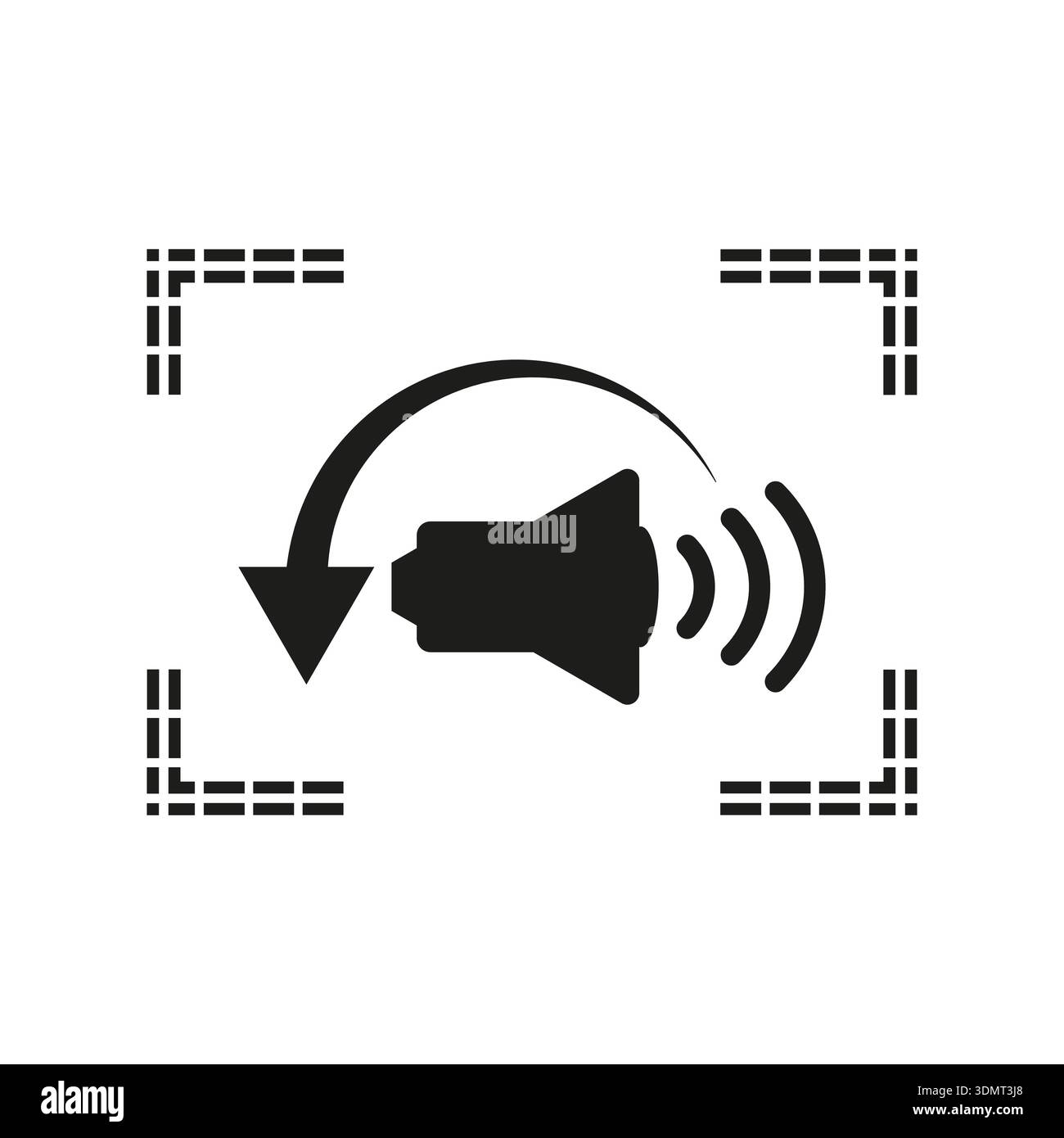 Sound volume icon. Audio replay vector. Focus frame symbol. Speaker ...