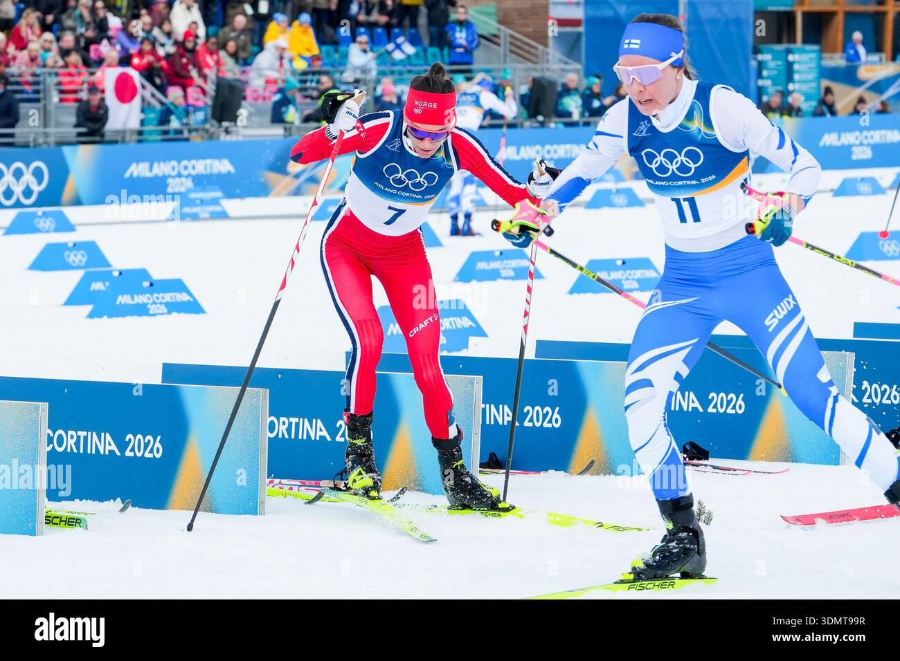 Val di Fiemme, Italy 20260207. Heidi Weng from Norway and Kerttu ...