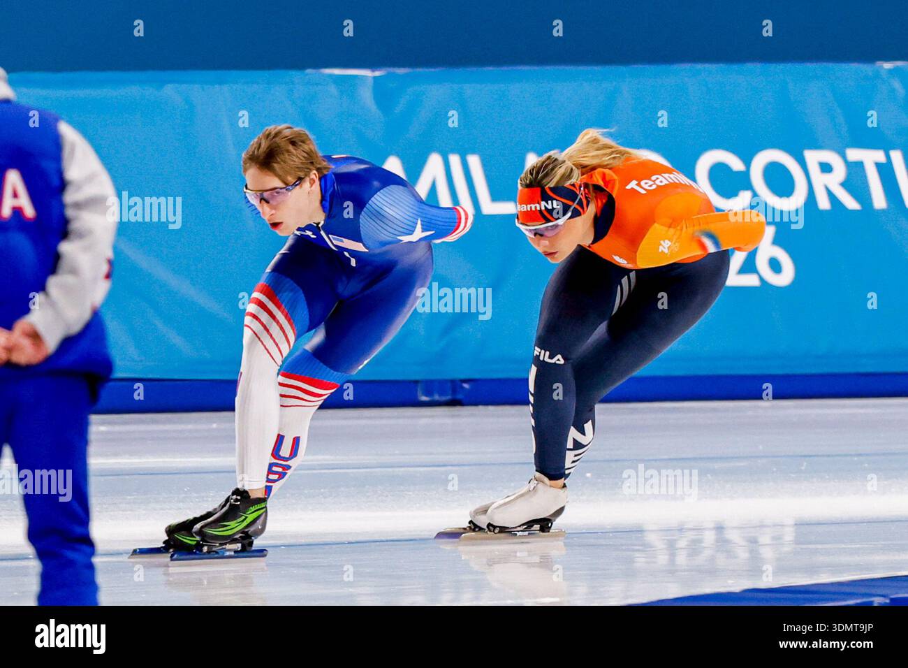 Jordan Stolz of United States of America and Jutta Leerdam of the ...
