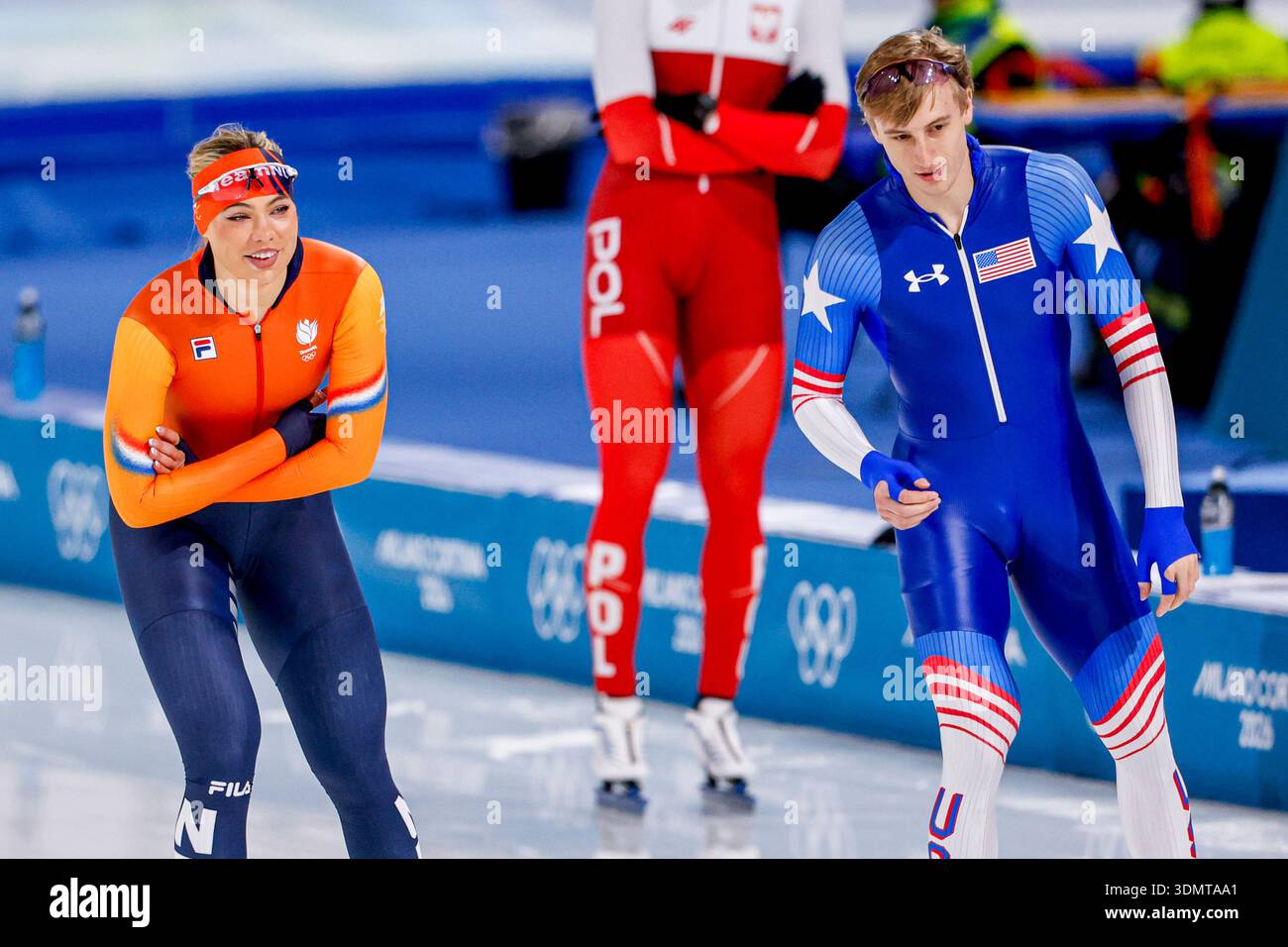 Jutta Leerdam of the Netherlands and Jordan Stolz of United States of ...