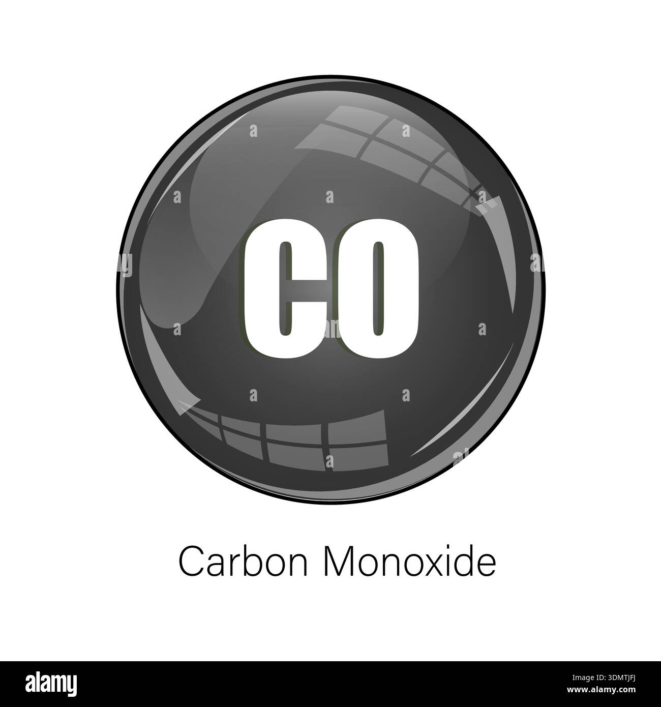Carbon Monoxide icon. Black circle symbol. Poison gas Vector. Chemical ...