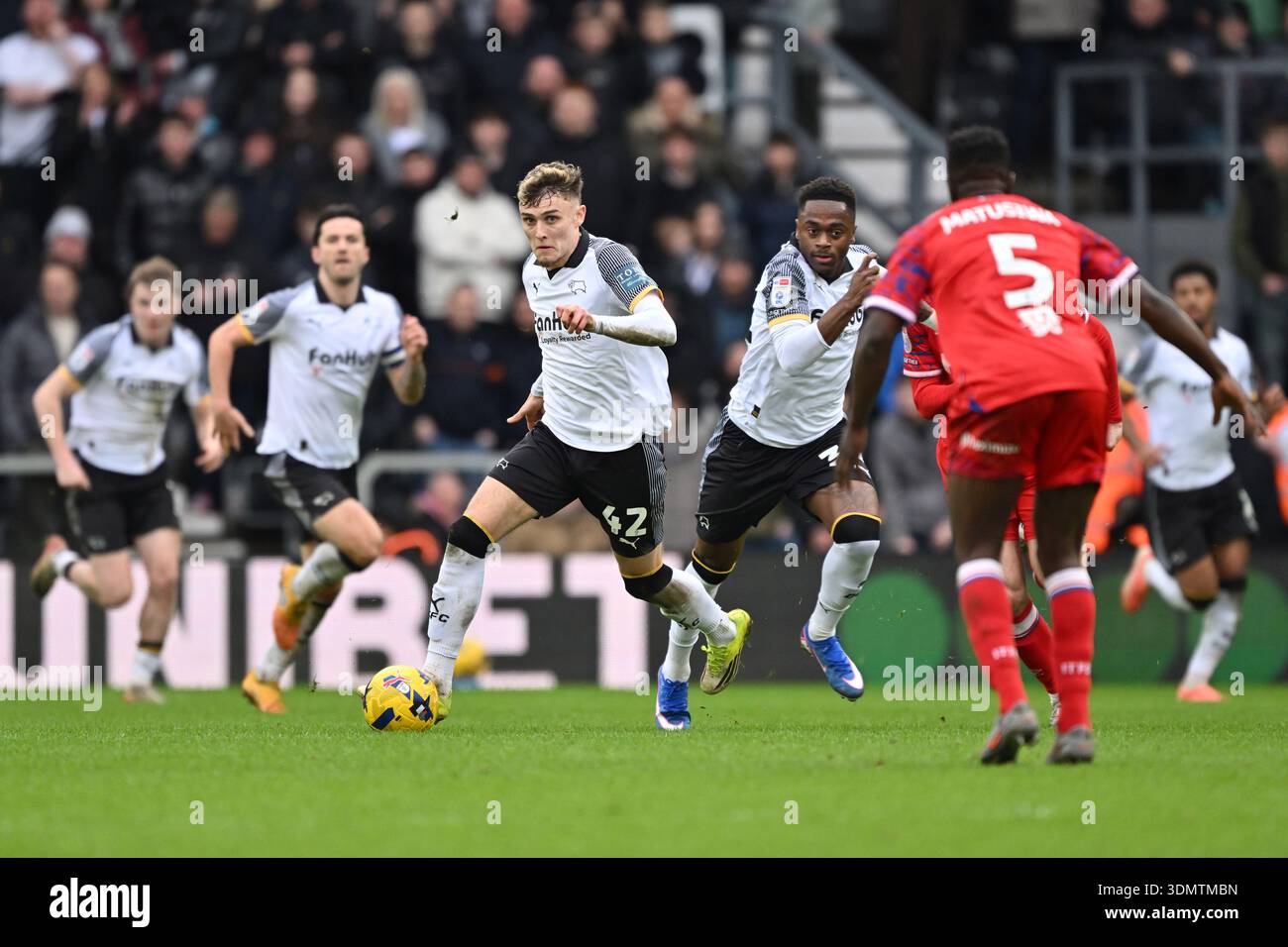 Derby County's Bobby Clark in action during the Sky Bet Championship ...