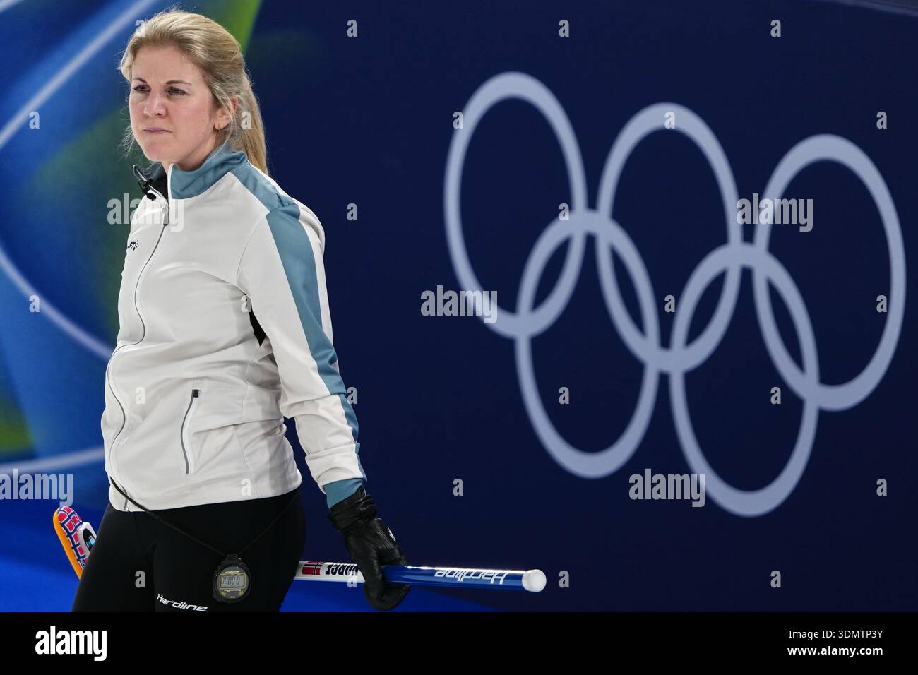 Norway's Kristin Skaslien looks on during the mixed doubles round robin ...