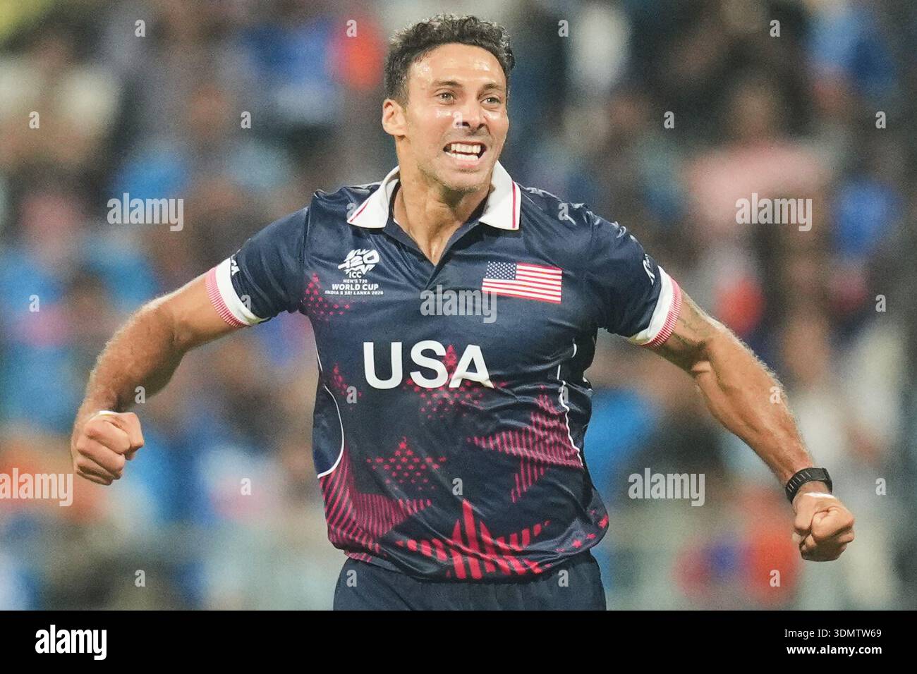 United States' Shadley Van Schalkwyk India's Shivam Dube during the T20 ...