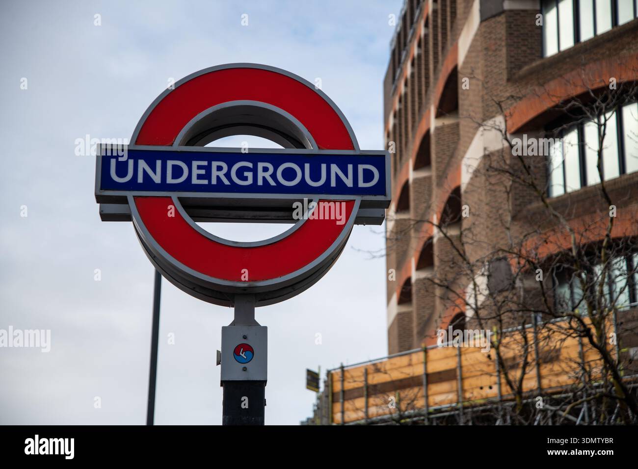 London Underground transport emblem displayed on a station sign ...
