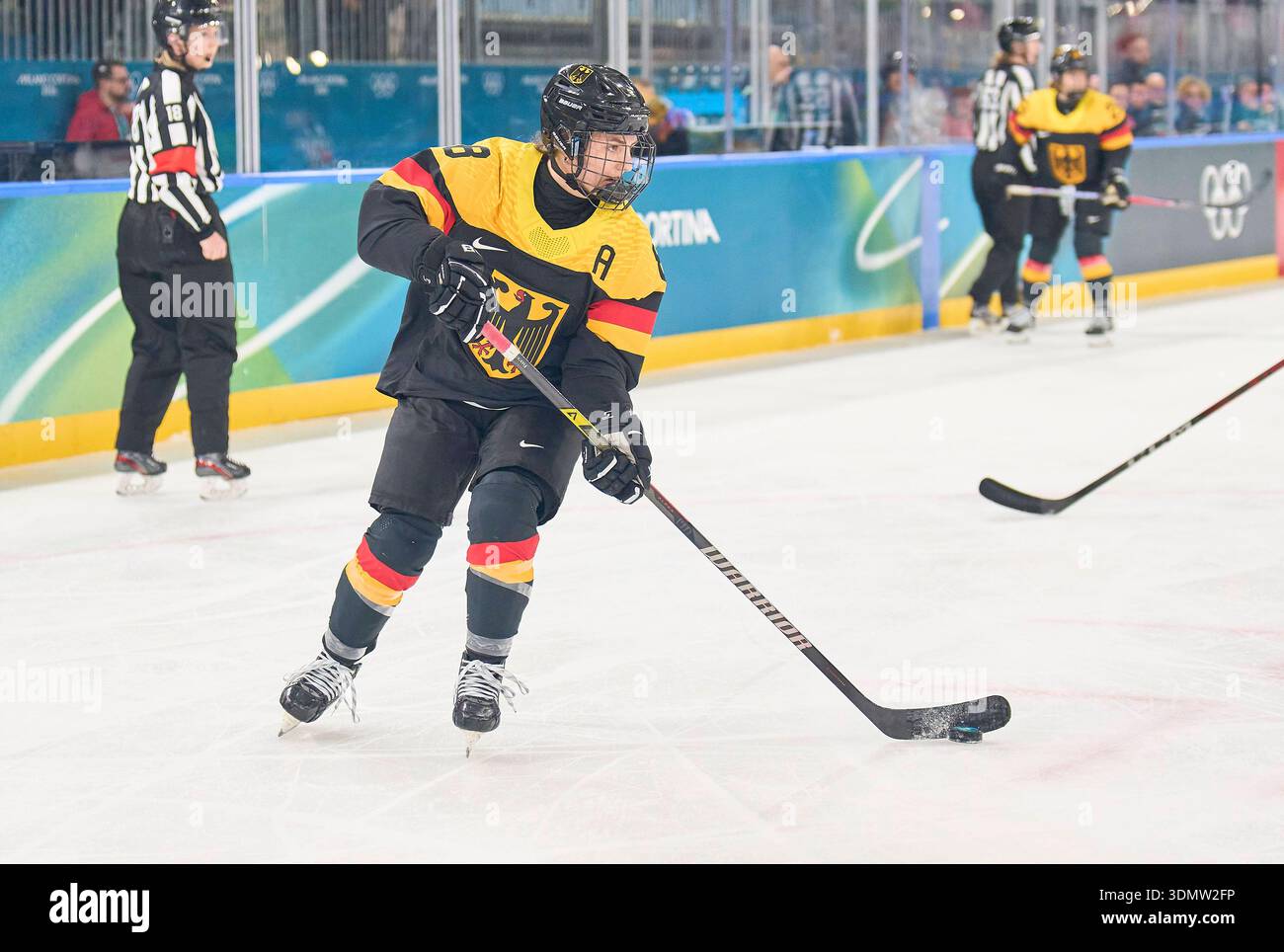 Ronja Hark of Germany with puck at the preliminary women Ice Hockey ...