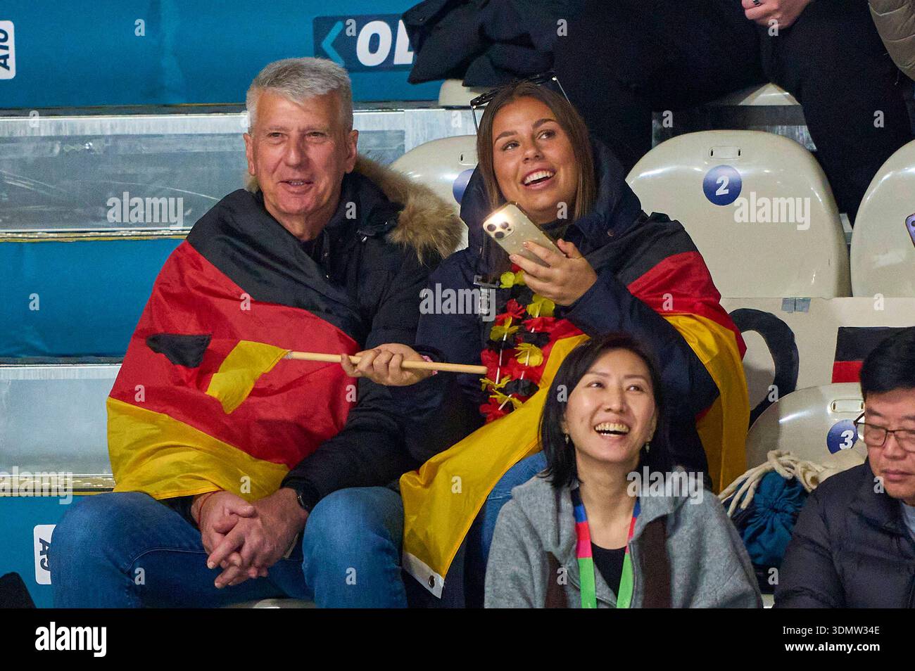 DEB fans at the preliminary women Ice Hockey match Group B Germany ...