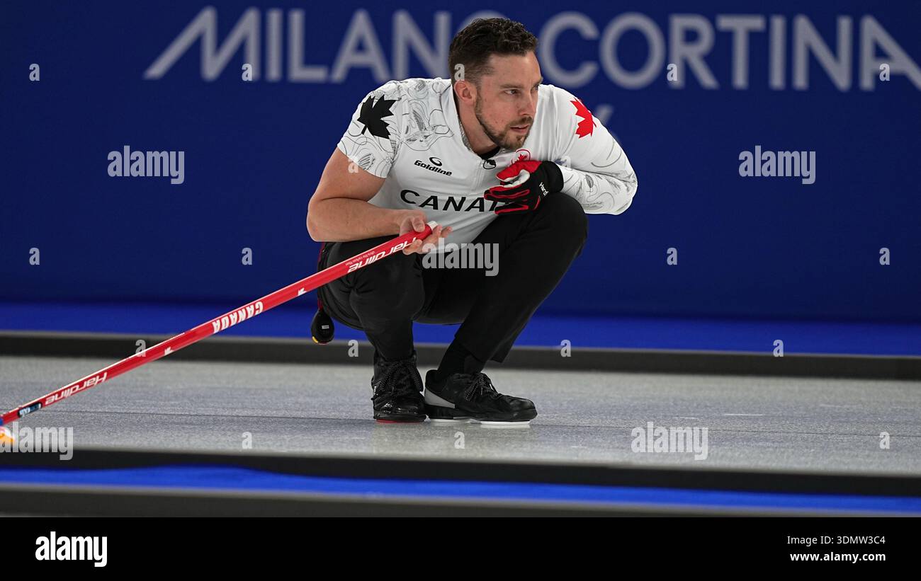 Canada's Brett Gallant in action during the mixed doubles round robin ...