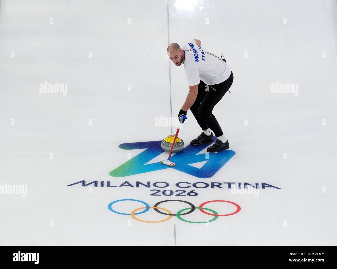 Italy's Amos Mosaner during the Curling Mixed Doubles Round Robin match ...