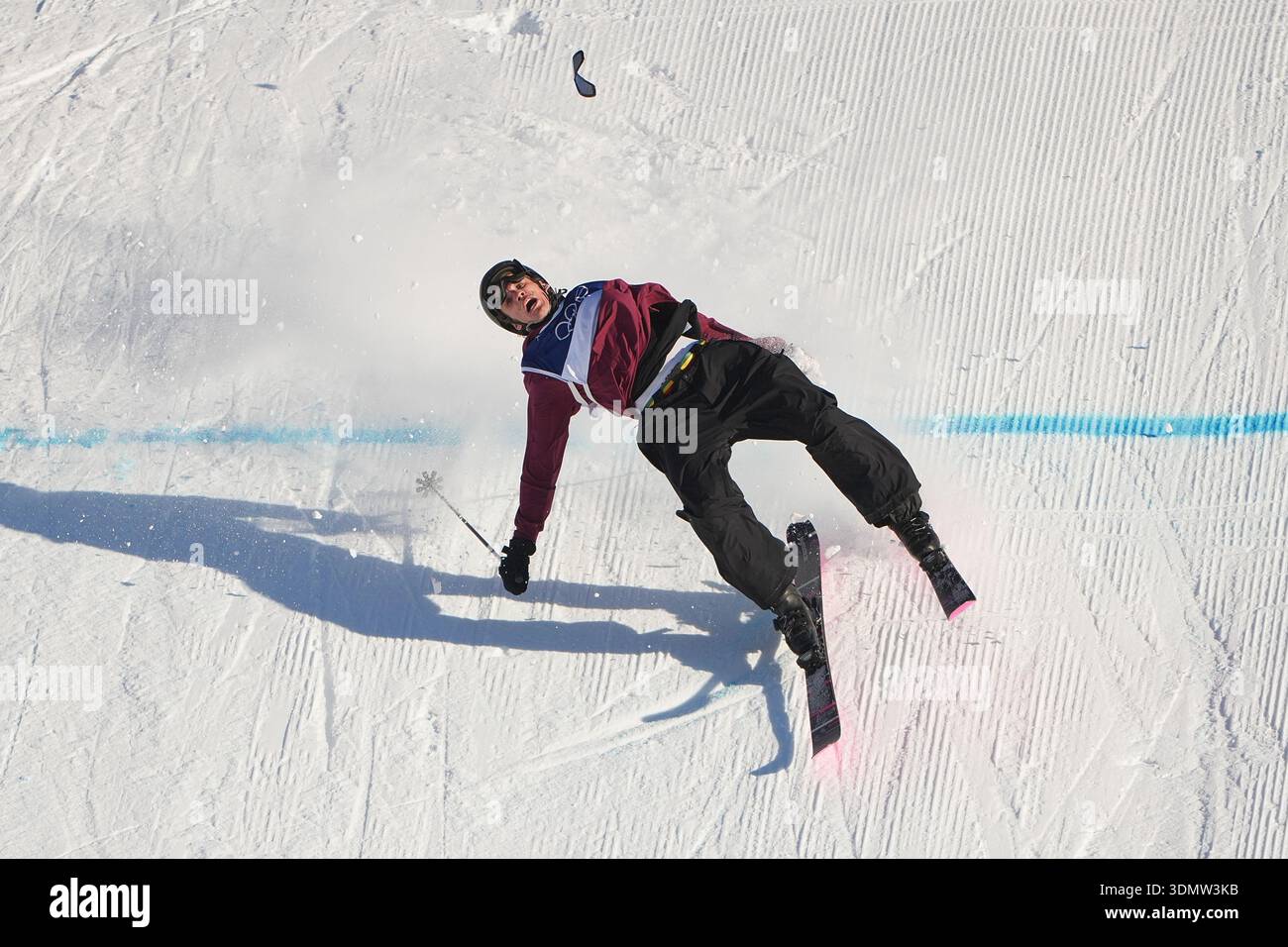 Austria's Julius Forer crashes during men's freestyle skiing slopestyle ...