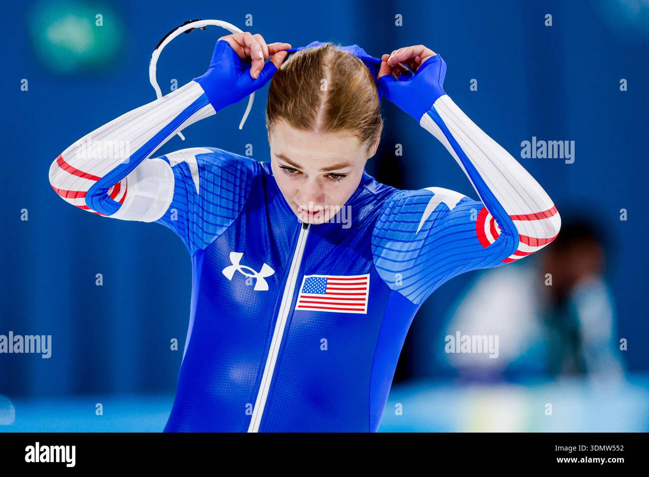 Greta Myers of United States of America looks on after competing on the ...