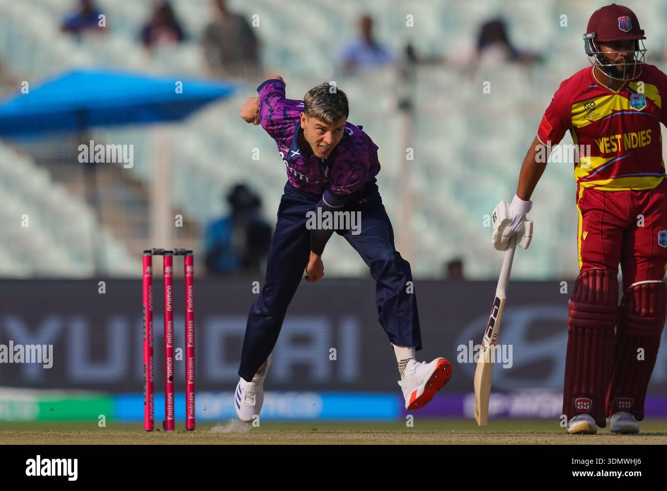 Bradley Currie of Scotland during the ICC Men's T20 Cricket World Cup ...