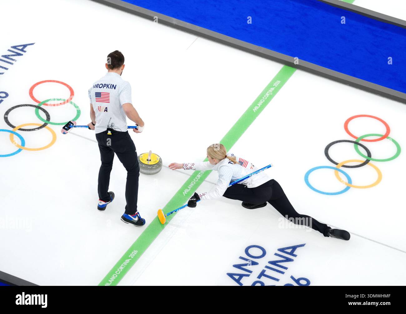 USA's Cory Thiesse and Korey Dropkin during the Curling Mixed Doubles ...