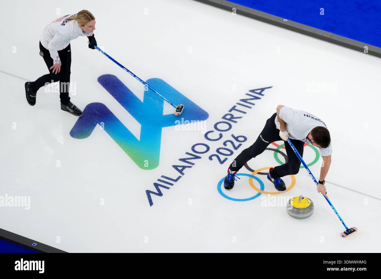 USA's Cory Thiesse and Korey Dropkin during the Curling Mixed Doubles ...