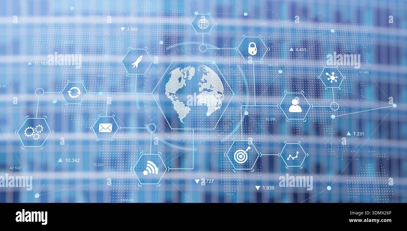 Digital world map data visualization hi-res stock photography and ...