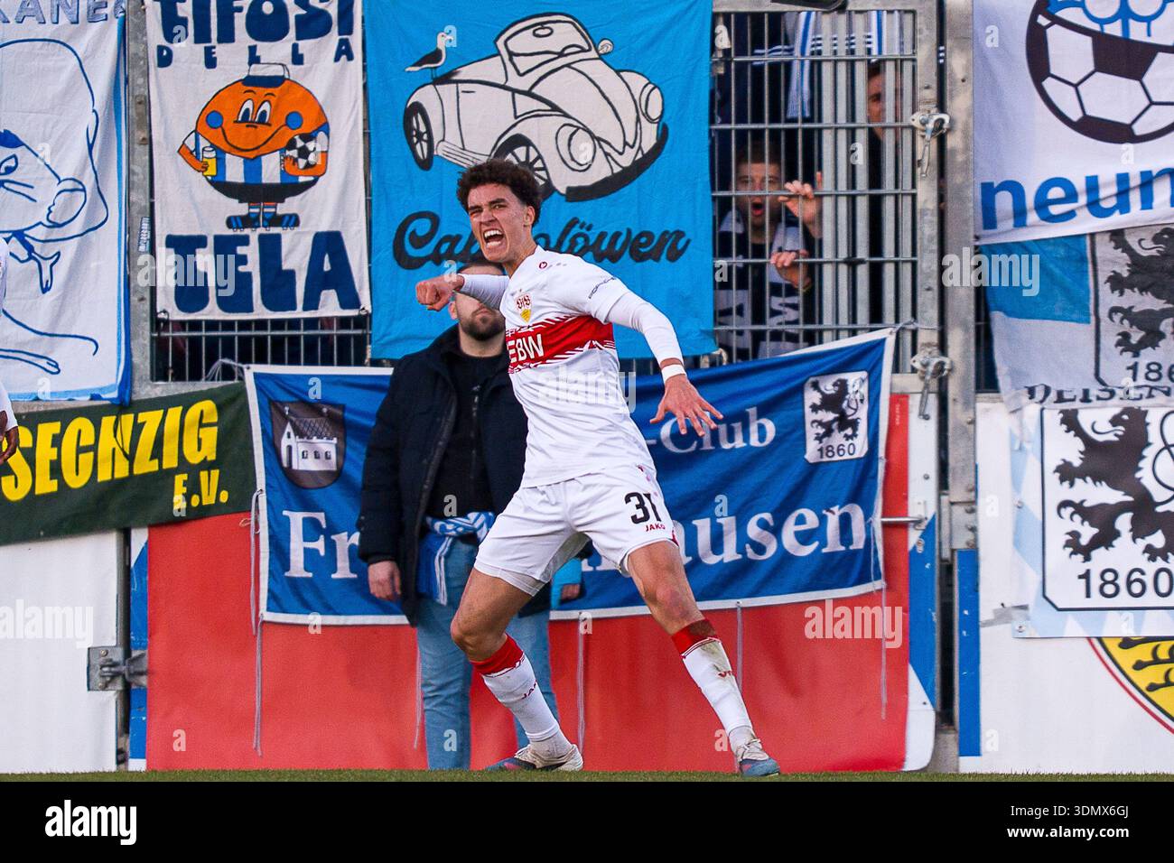Goal celebration for the 1:0 by Noah Darvich (Stuttgart II, #31 ...