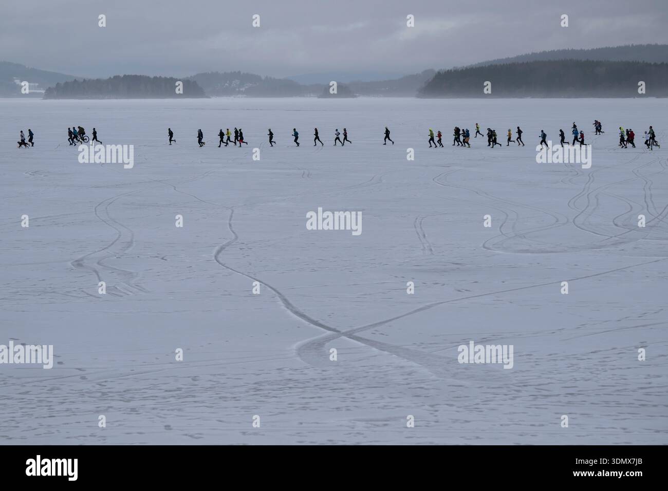 The Lipno Ice Marathon extreme race was held on the ice of the frozen ...
