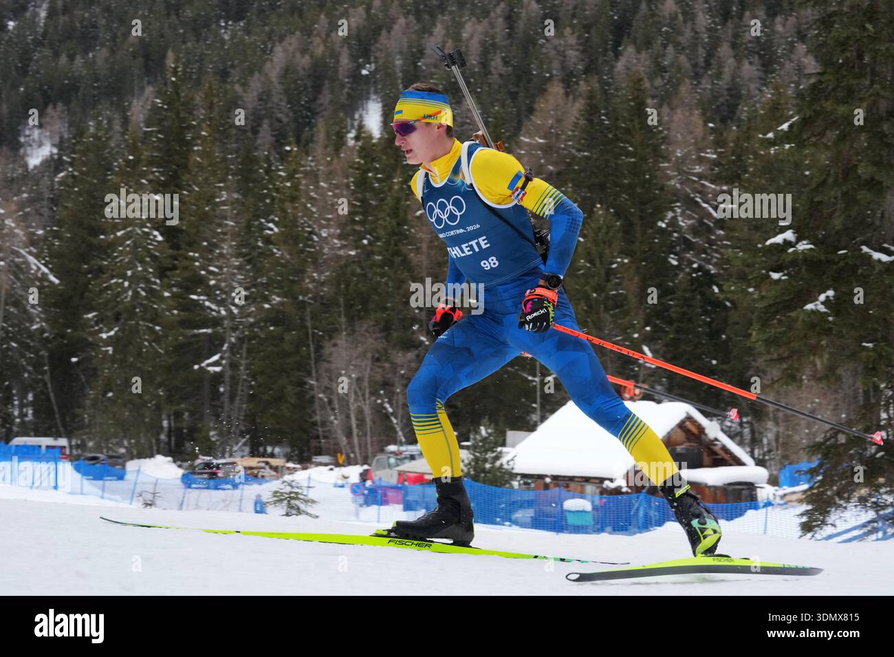 Vitalii Mandzyn, of Ukraine, participates in a biathlon training ...