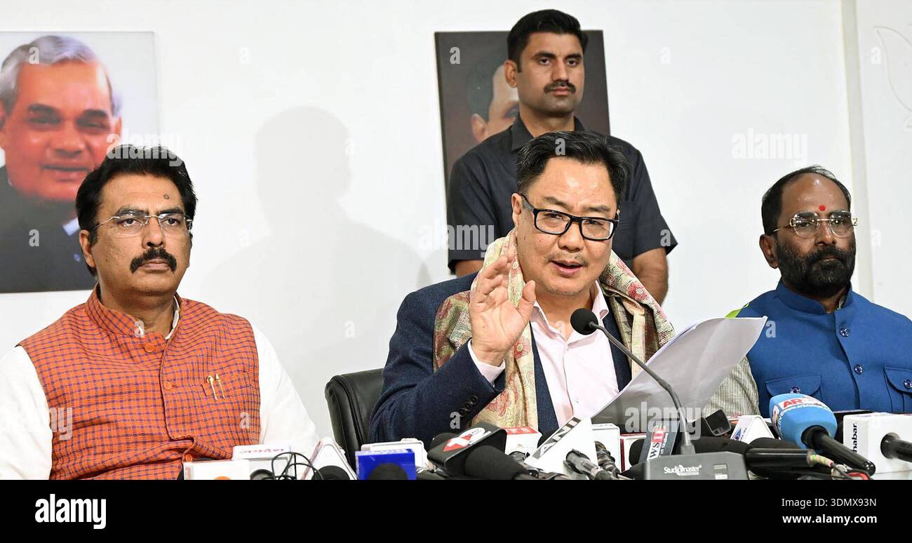 PATNA, INDIA - FEBRUARY 7: Union Minister Kiren Rijiju addressing a ...