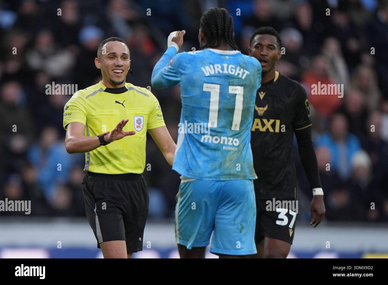 Coventry City's Haji Wright remonstrates with the referee during the ...