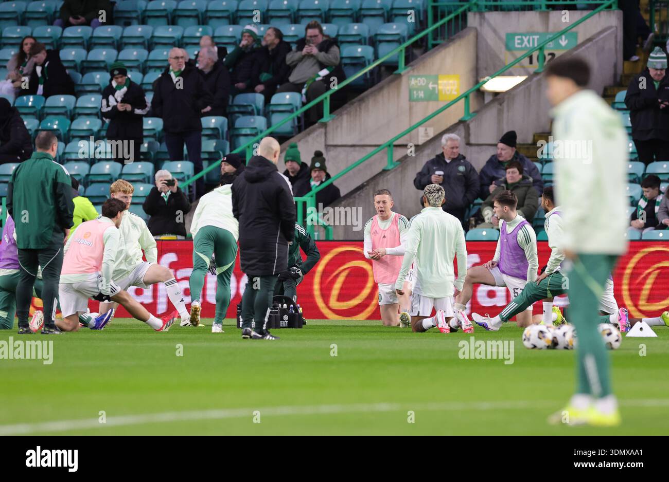 Celtic players warm up ahead of the Scottish Gas Men's Scottish Cup ...