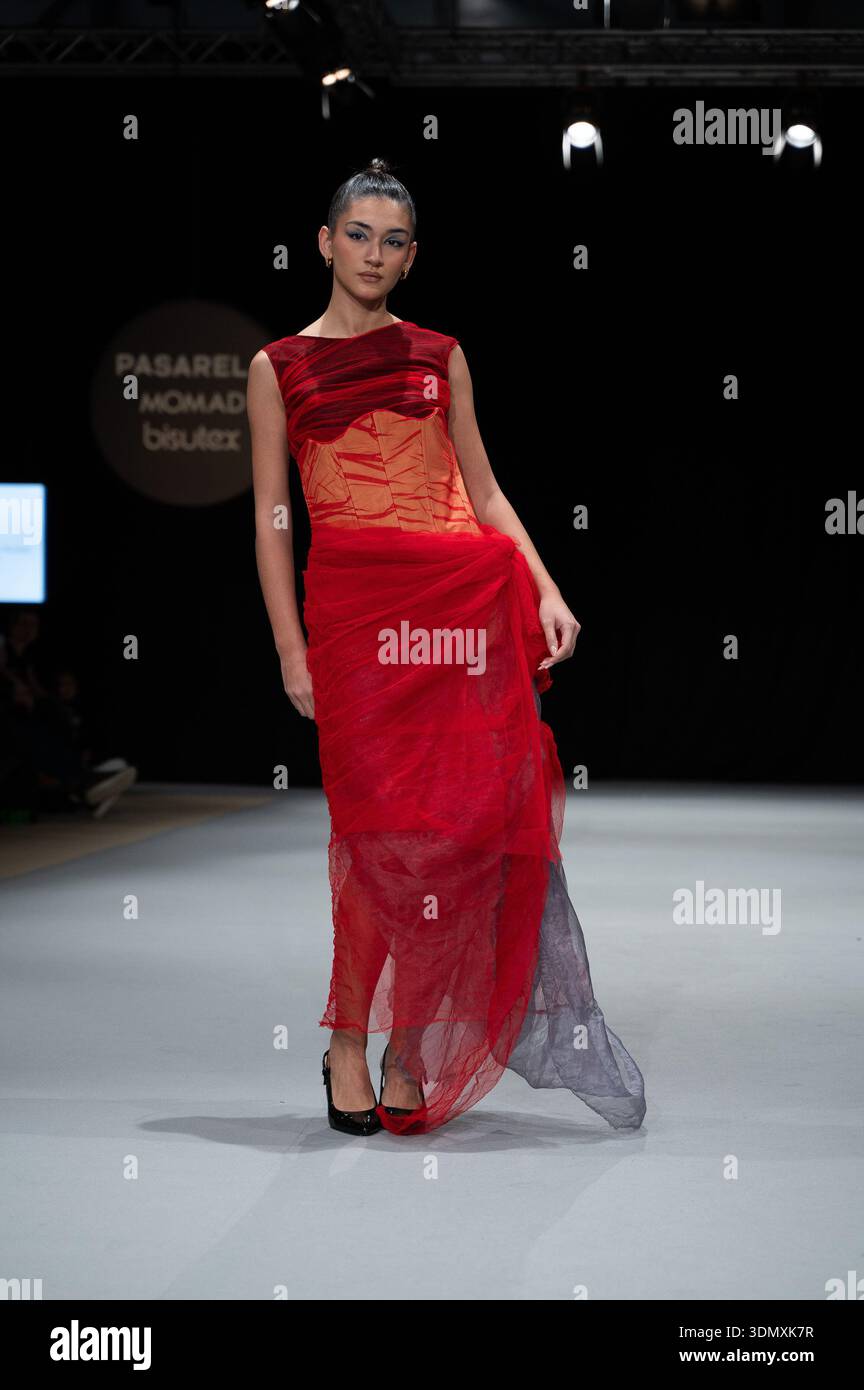 Madrid, Spain. 07th Feb, 2026. A model walks the runway in a design by ...