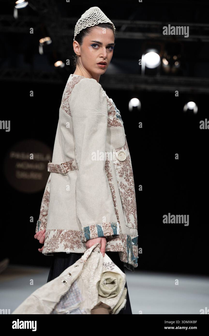 Madrid, Spain. 07th Feb, 2026. A model walks the runway in a design by ...