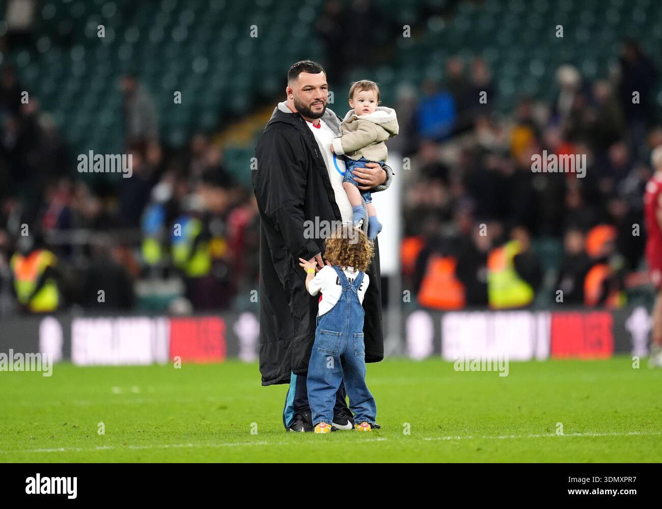 England's Ellis Genge celebrates with his family following the Guinness ...