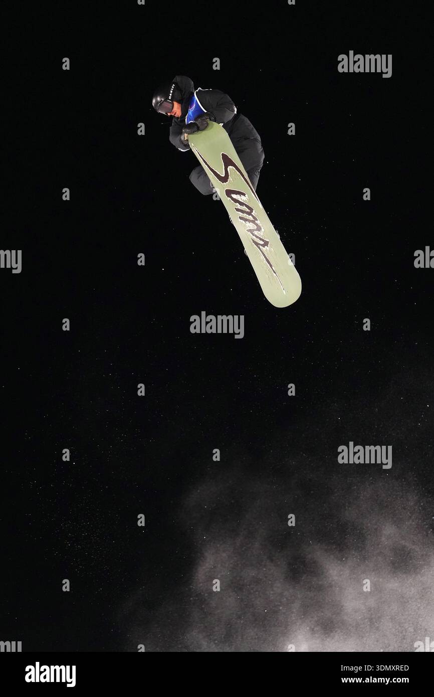 New Zealand's Lyon Farrell hits a jump during the men's snowboard big ...