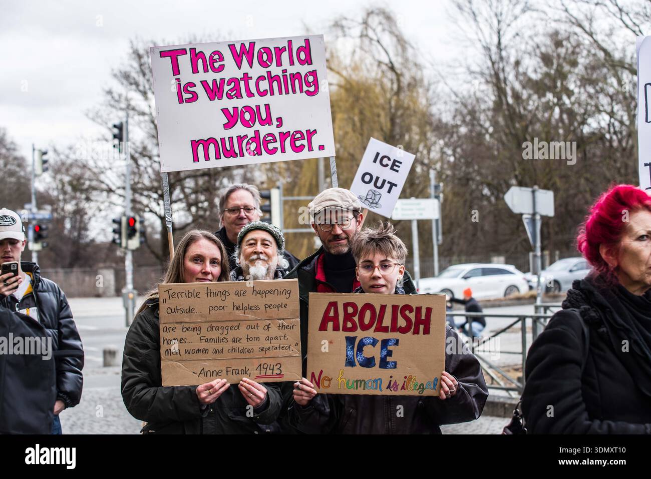 Munich, Bavaria, Germany. 7th Feb, 2026. Protestors against ICE demand ...