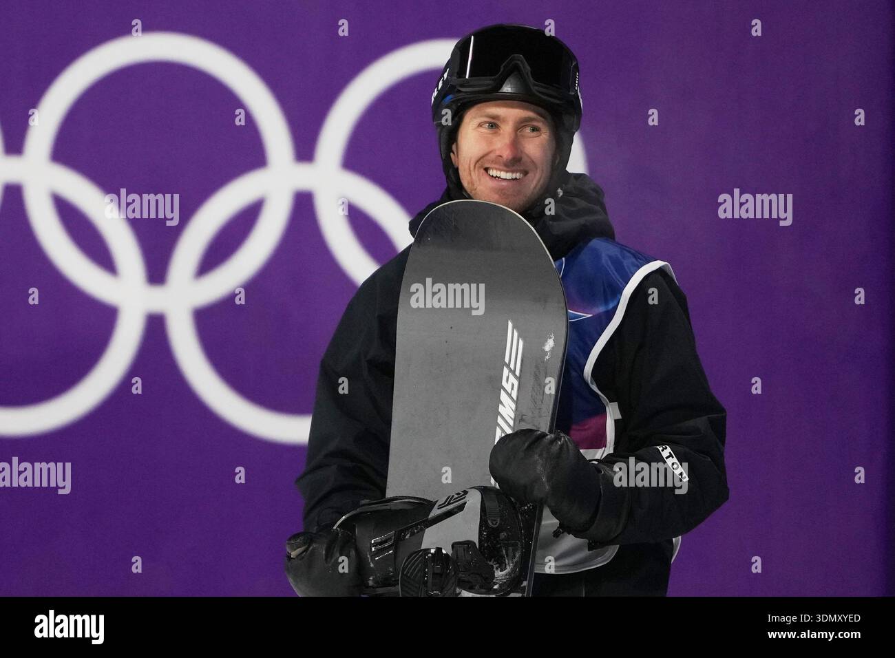 New Zealand's Lyon Farrell smiles during the men's snowboarding big air ...