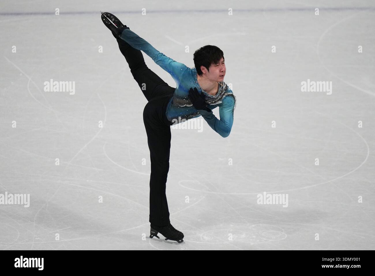 Jin Boyang of China competes during the figure skating men's team event ...