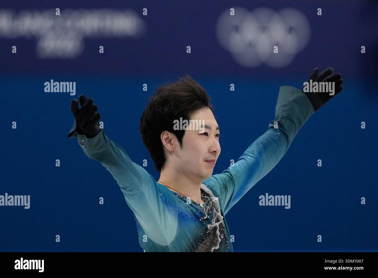 Jin Boyang of China competes during the figure skating men's team event ...