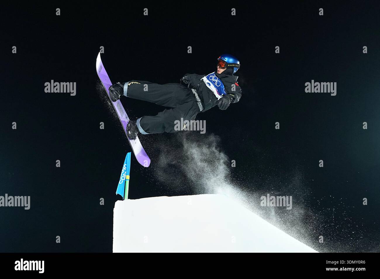 China's Su Yiming competes during the men's snowboarding big air finals ...