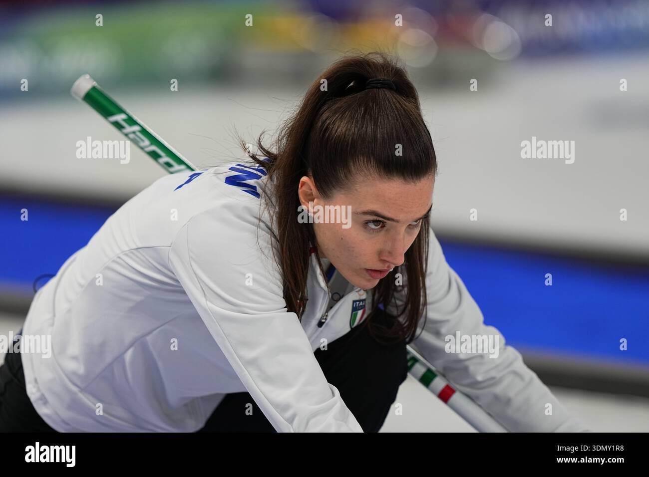 Italy's Stefania Constantini in action during the mixed doubles round ...