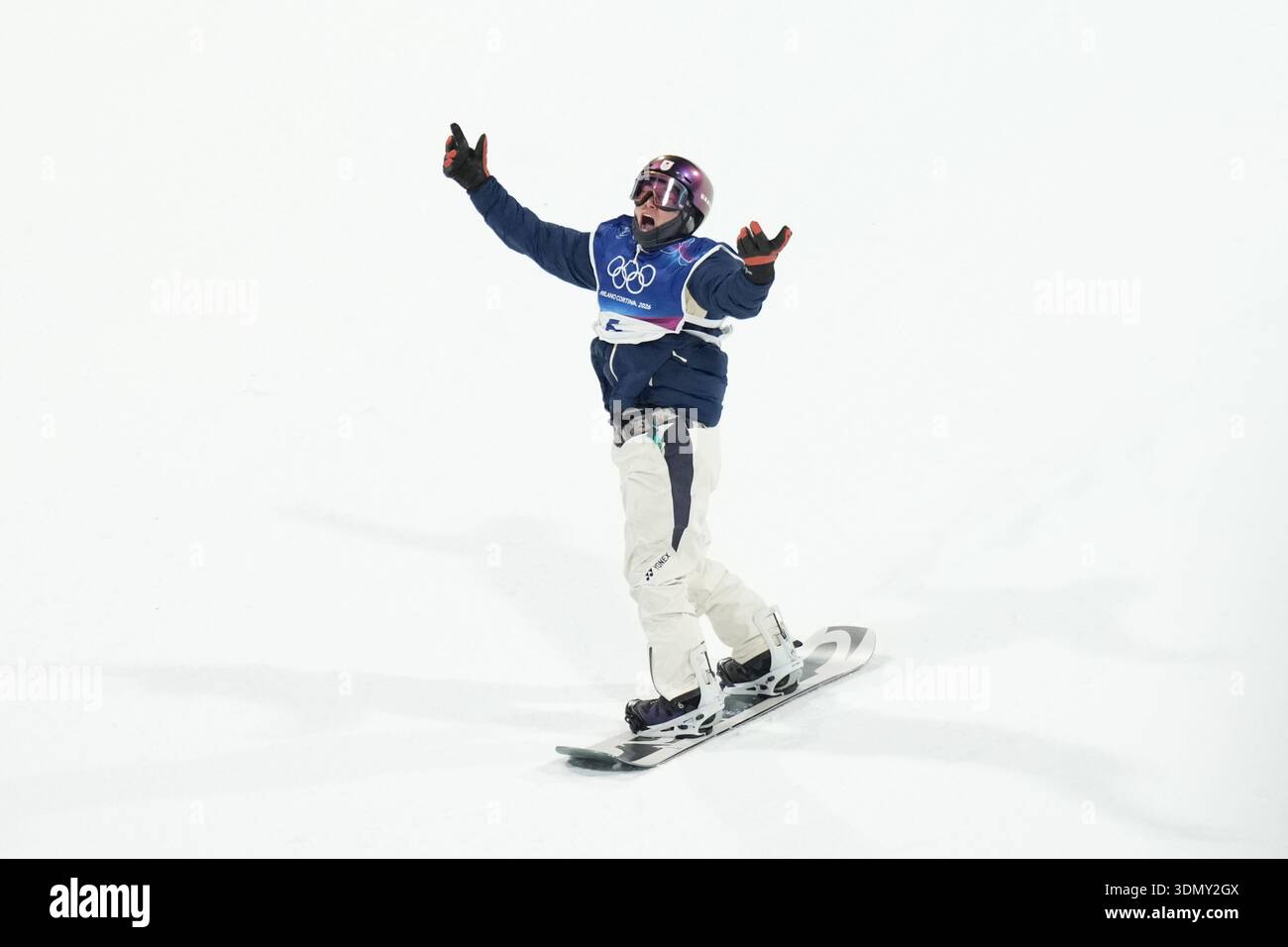 Japan's Kira Kimura reacts during the men's snowboarding big air finals ...