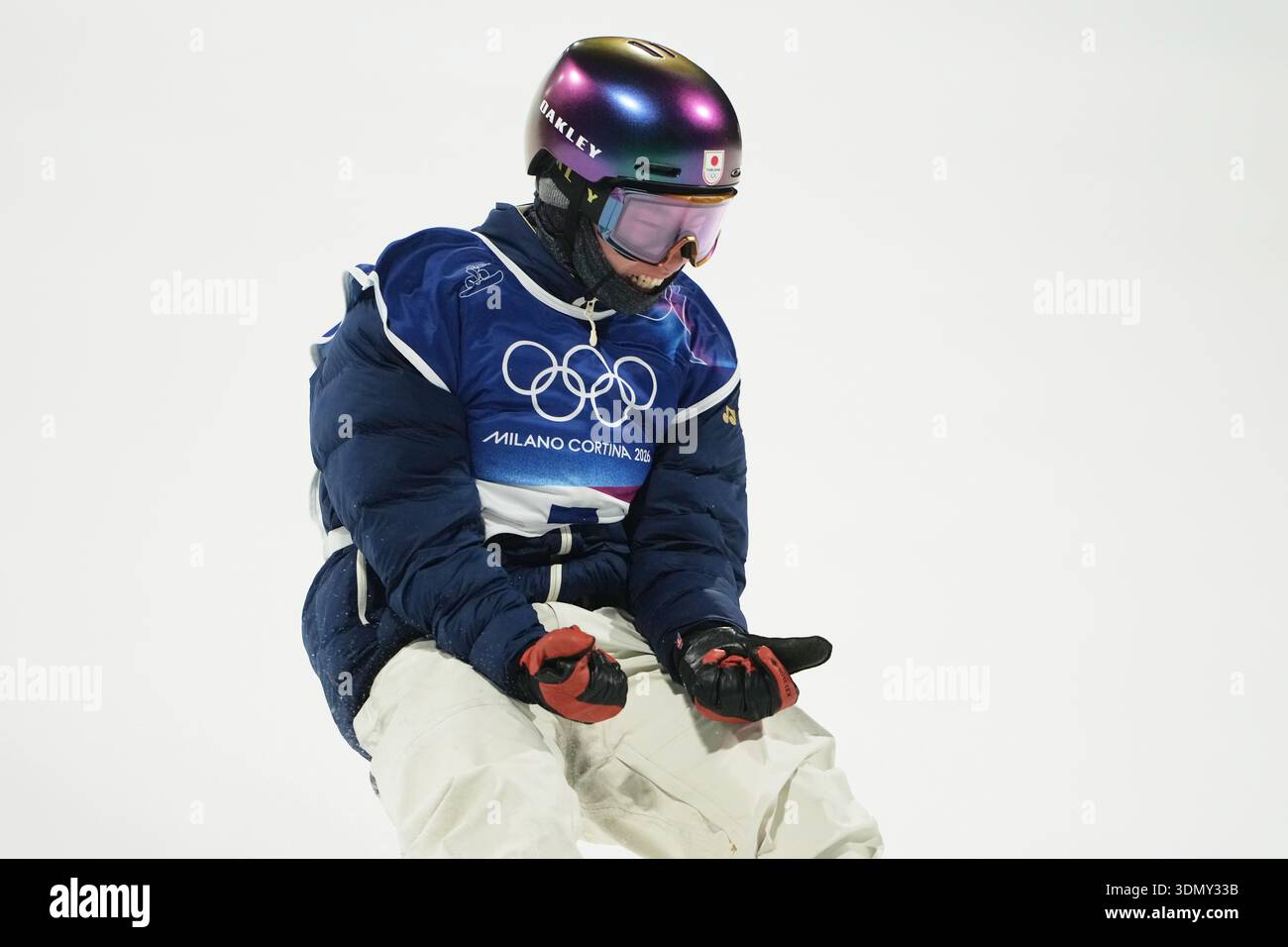 Japan's Kira Kimura reacts during the men's snowboarding big air finals ...