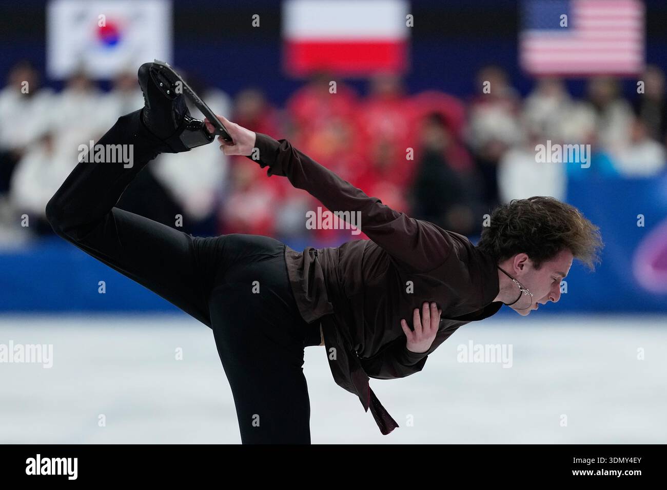 Nika Egadze of Georgia competes during the figure skating men's team ...