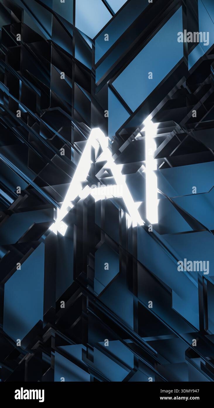 A design shows letters AI representing artificial intelligence against ...